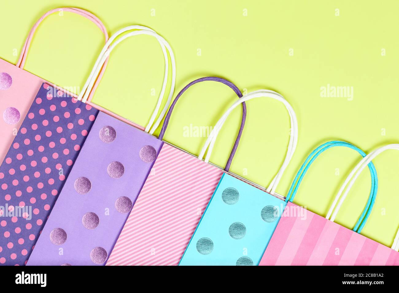 set of striped and dotted shopping bags Stock Photo - Alamy