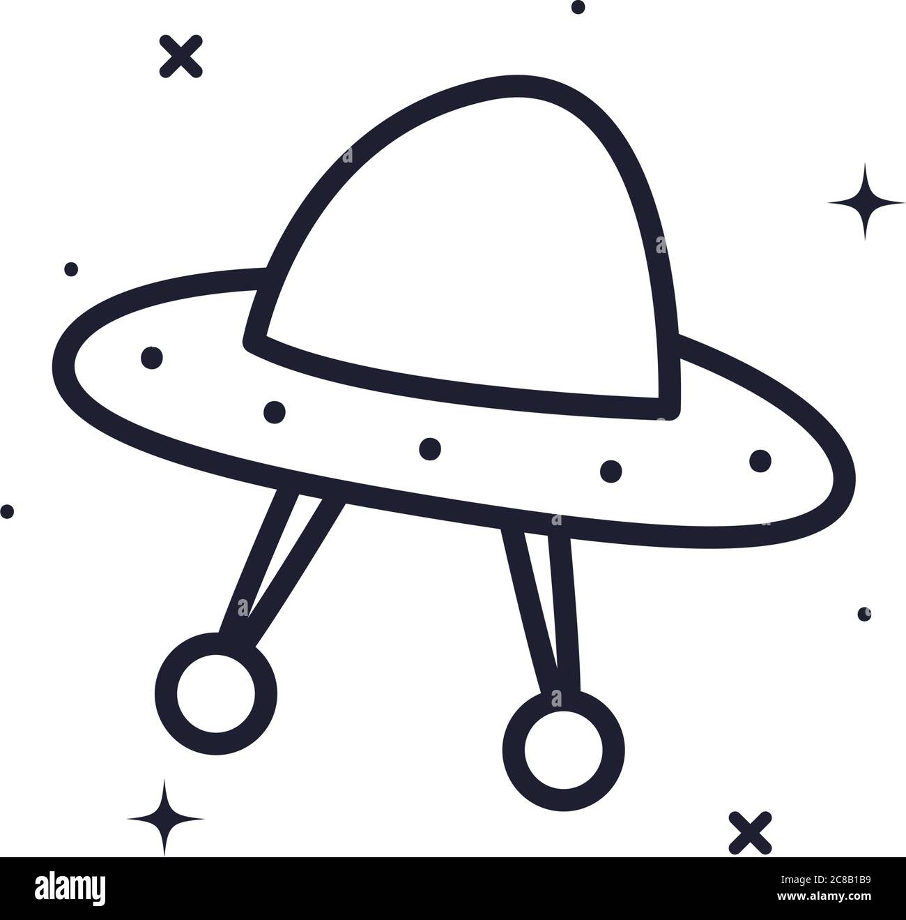 ufo line style icon of Space futuristic cosmos and universe theme ...