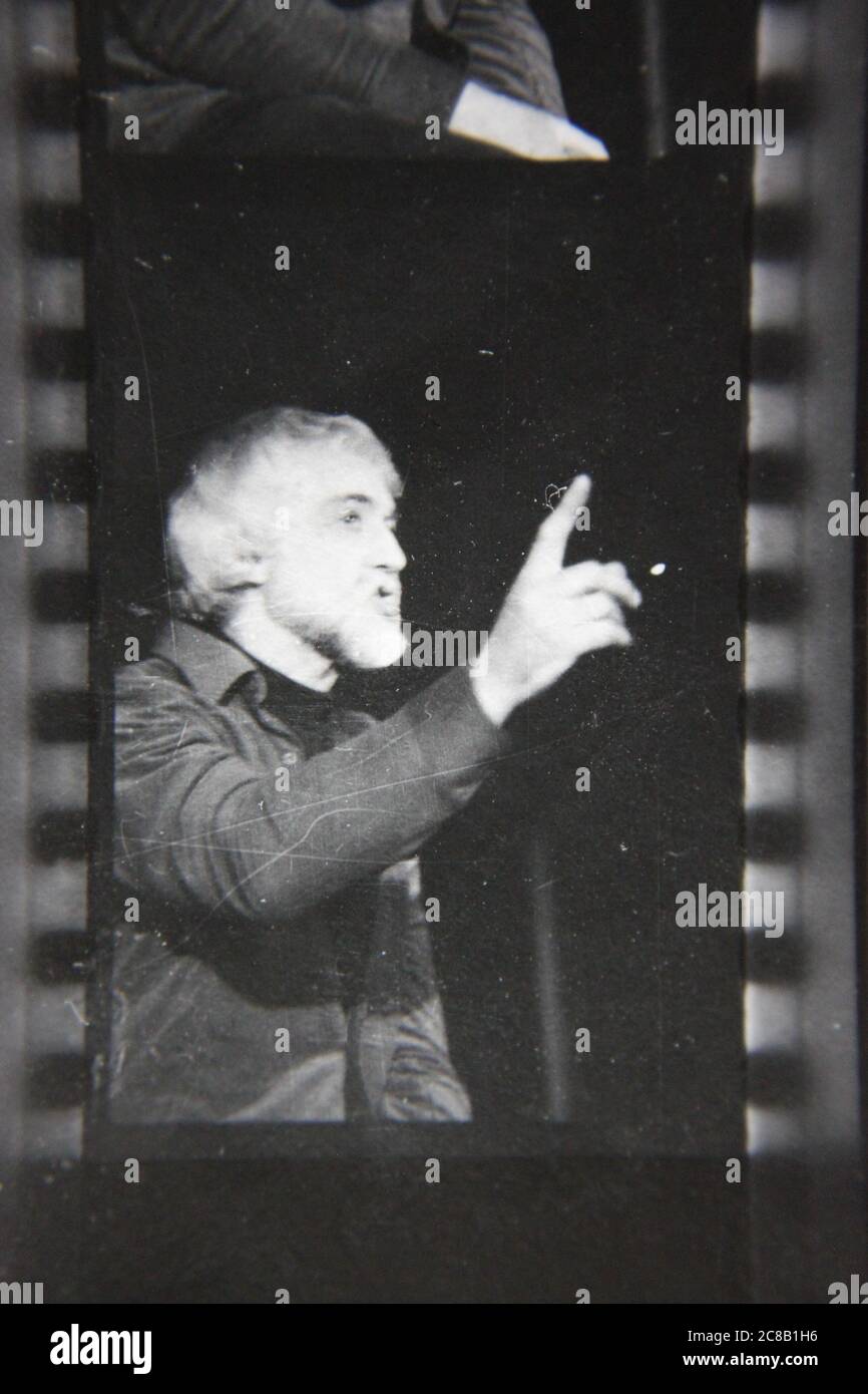 An older actor staging a dramatic and emotional performance while ...