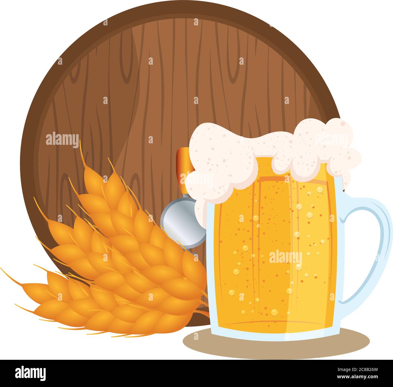 Beer glass and barrel design, Pub alcohol bar brewery drink ale and ...