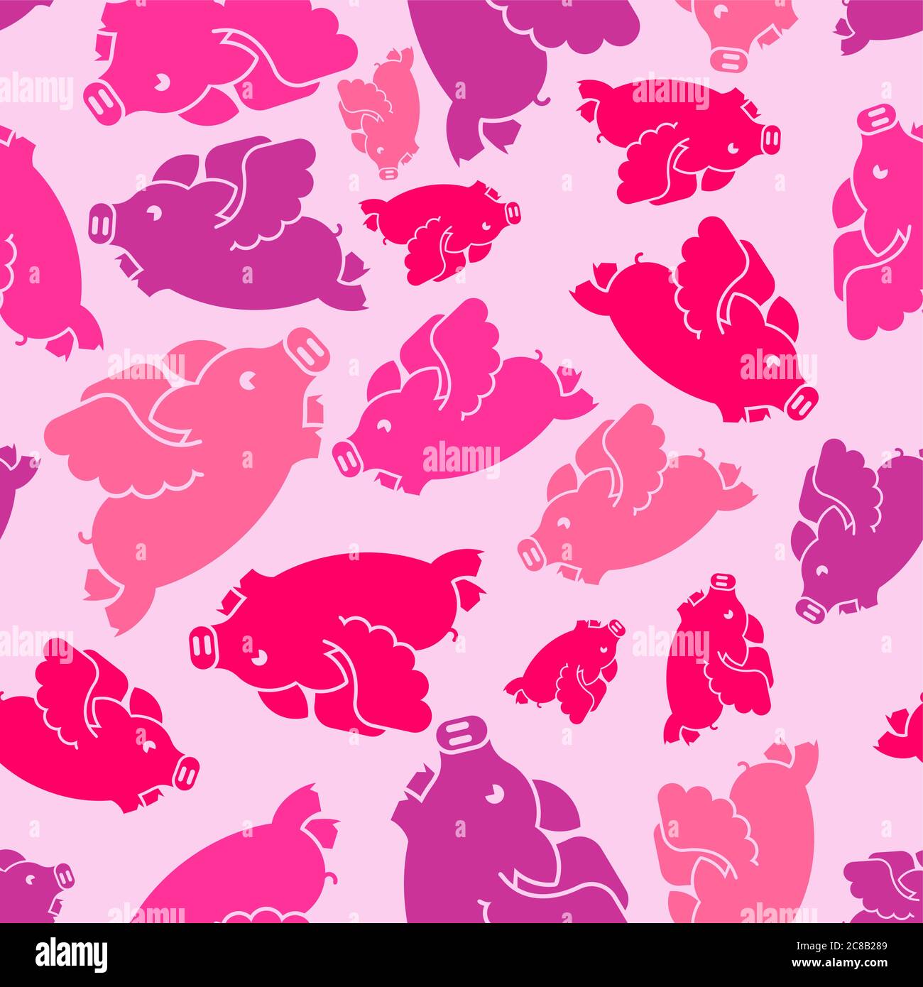Flying pig pattern seamless. piglet with wings background. Baby fabric ...