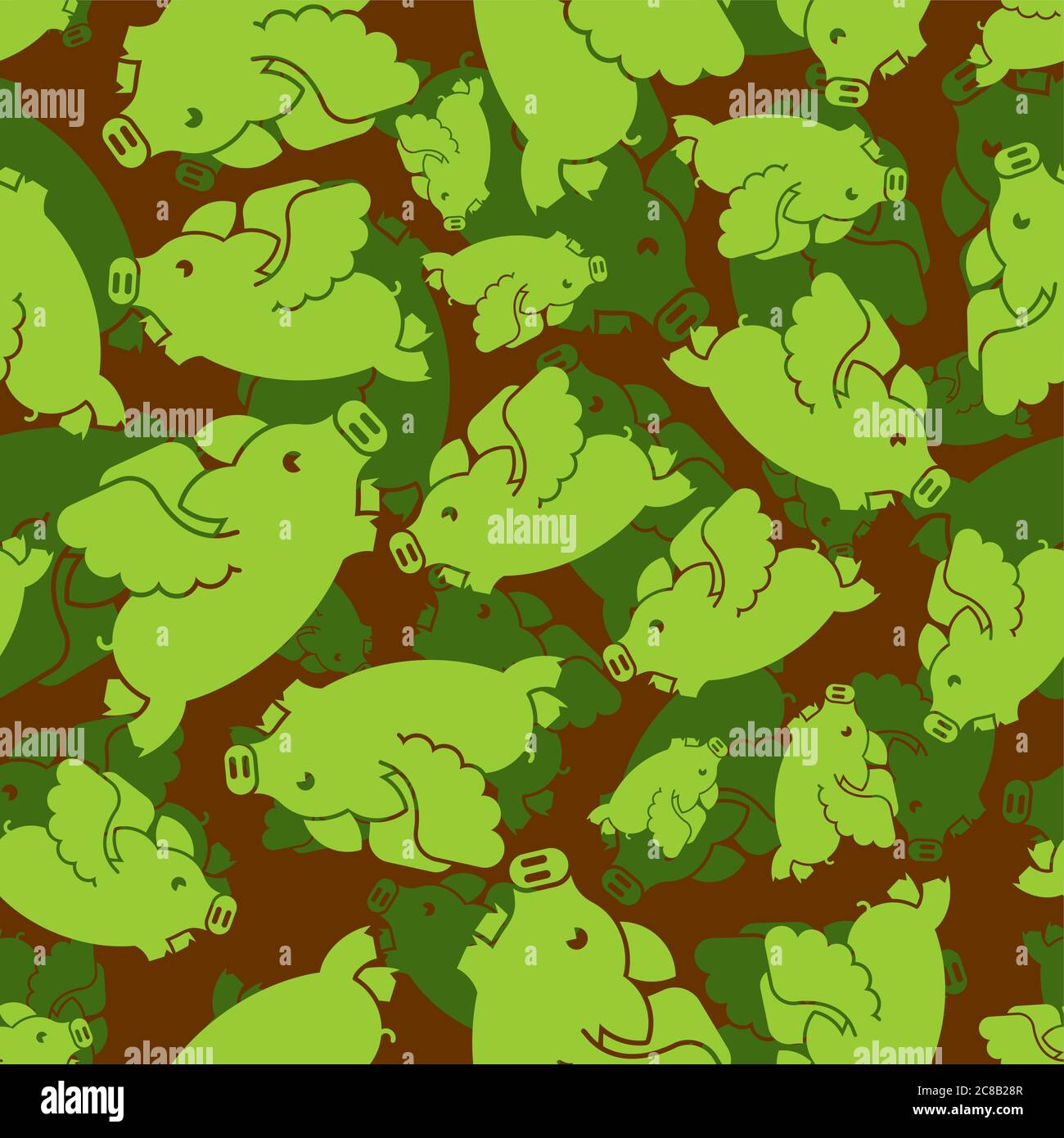 Flying pig army pattern seamless. piglet with wings Military background ...