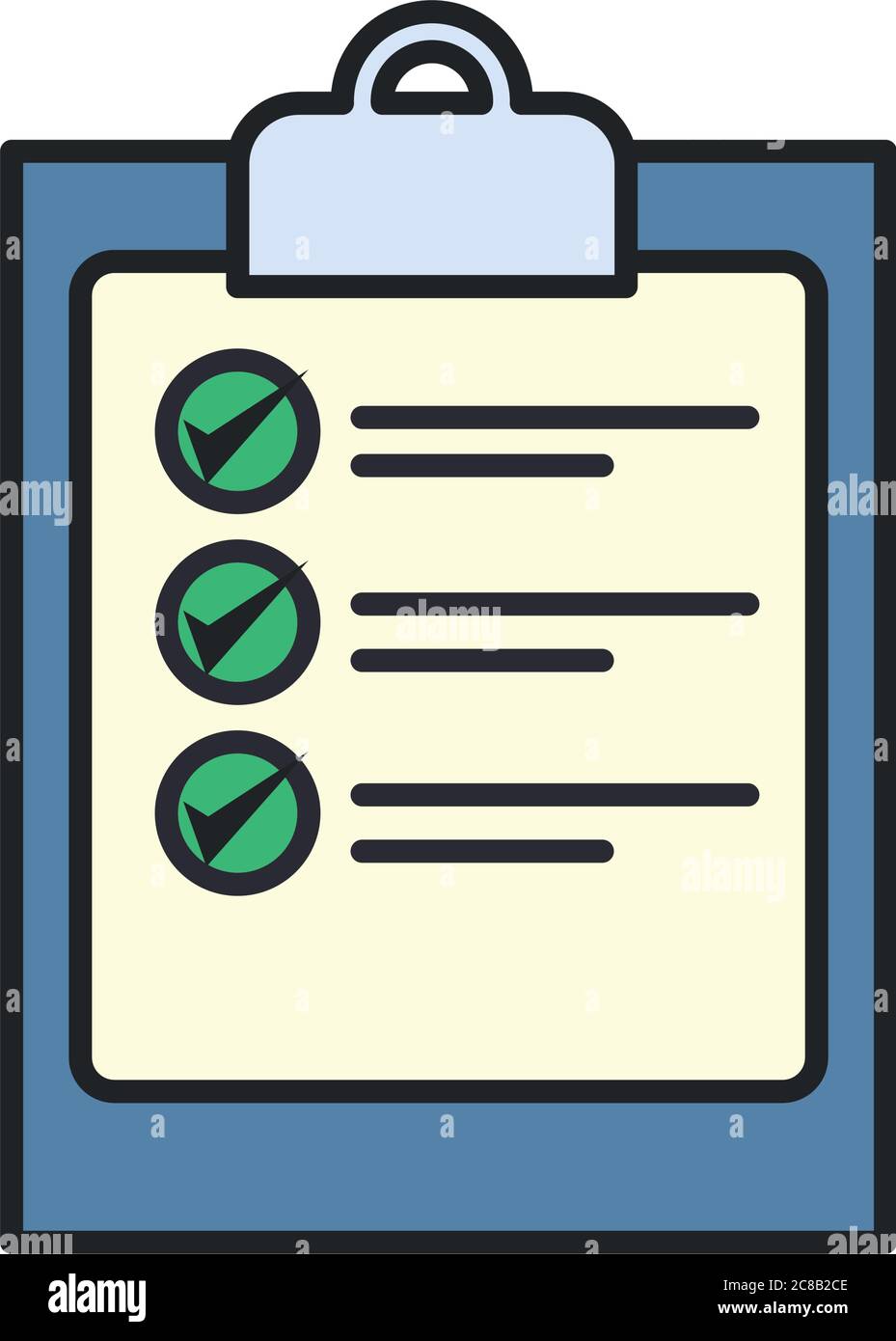 Document with check marks line and fill style icon design, Data archive and information theme ...