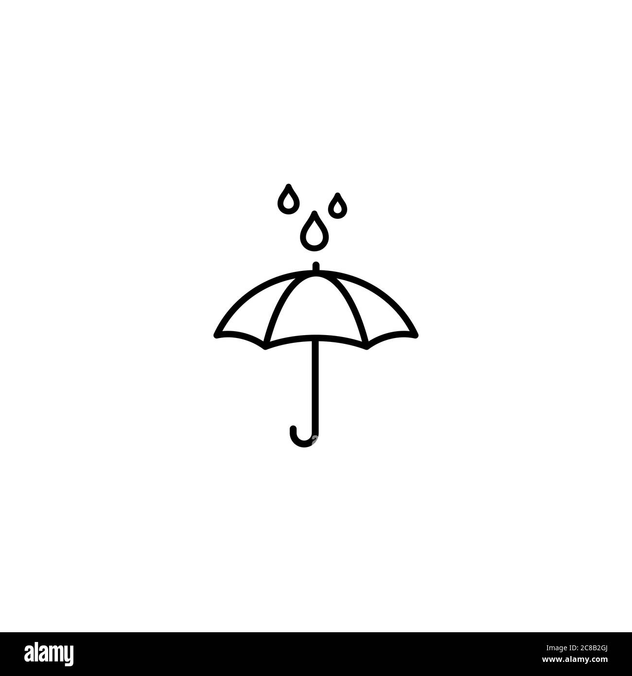 Umbrella Outline With Raindrops