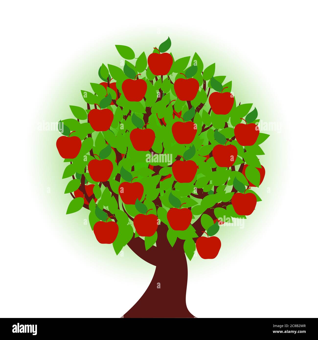 vector illustration of an apple tree on white background Stock Vector ...