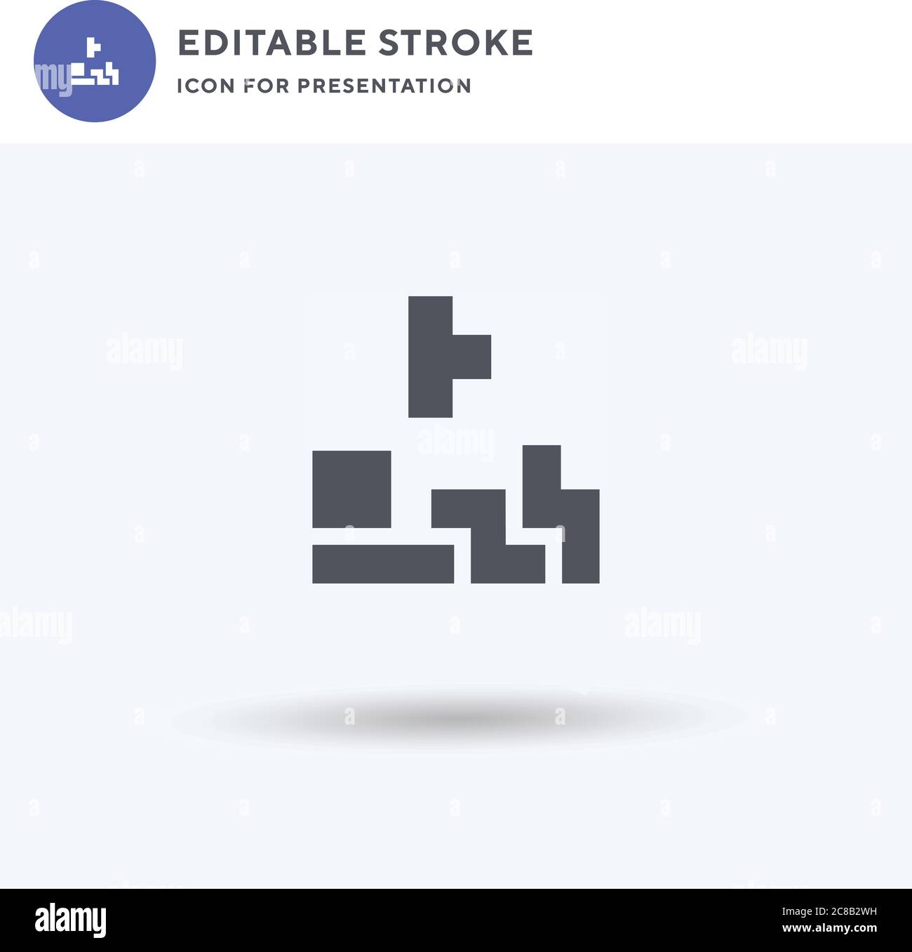 Tetris icon vector, filled flat sign, solid pictogram isolated on white ...