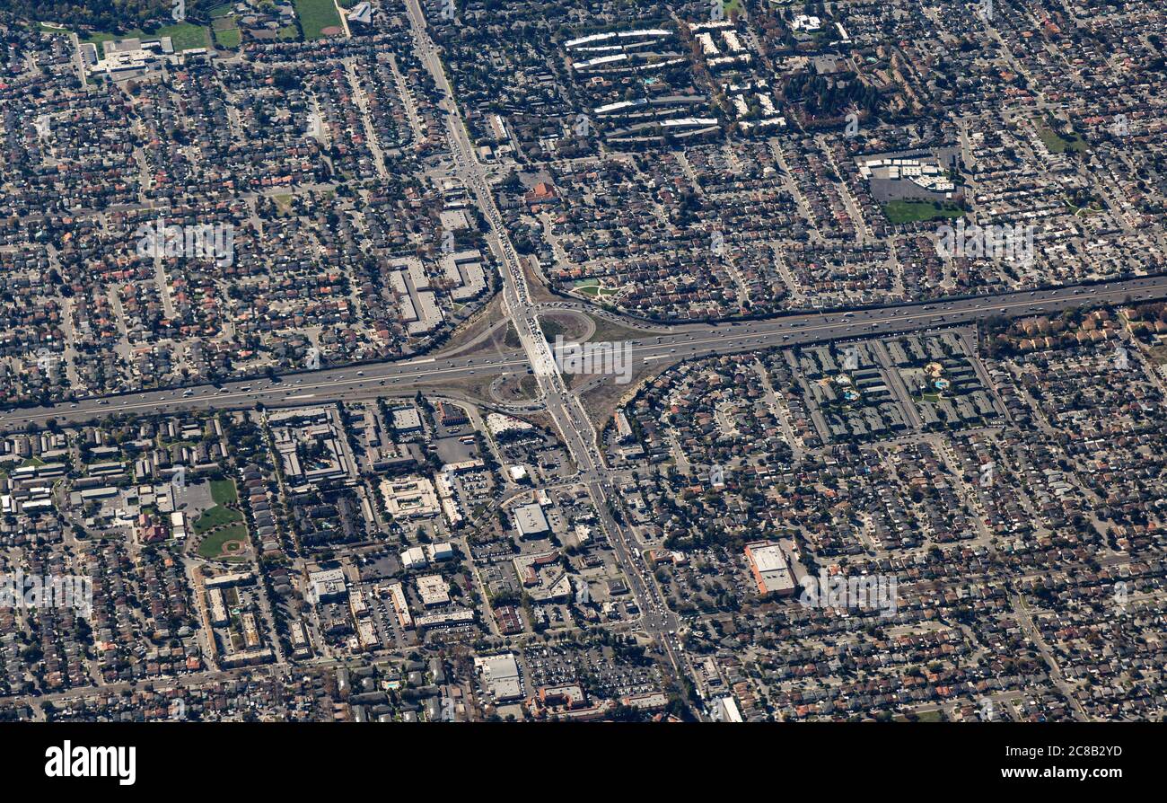 Aerial view of a massive highway intersection in Los Angeles Stock ...