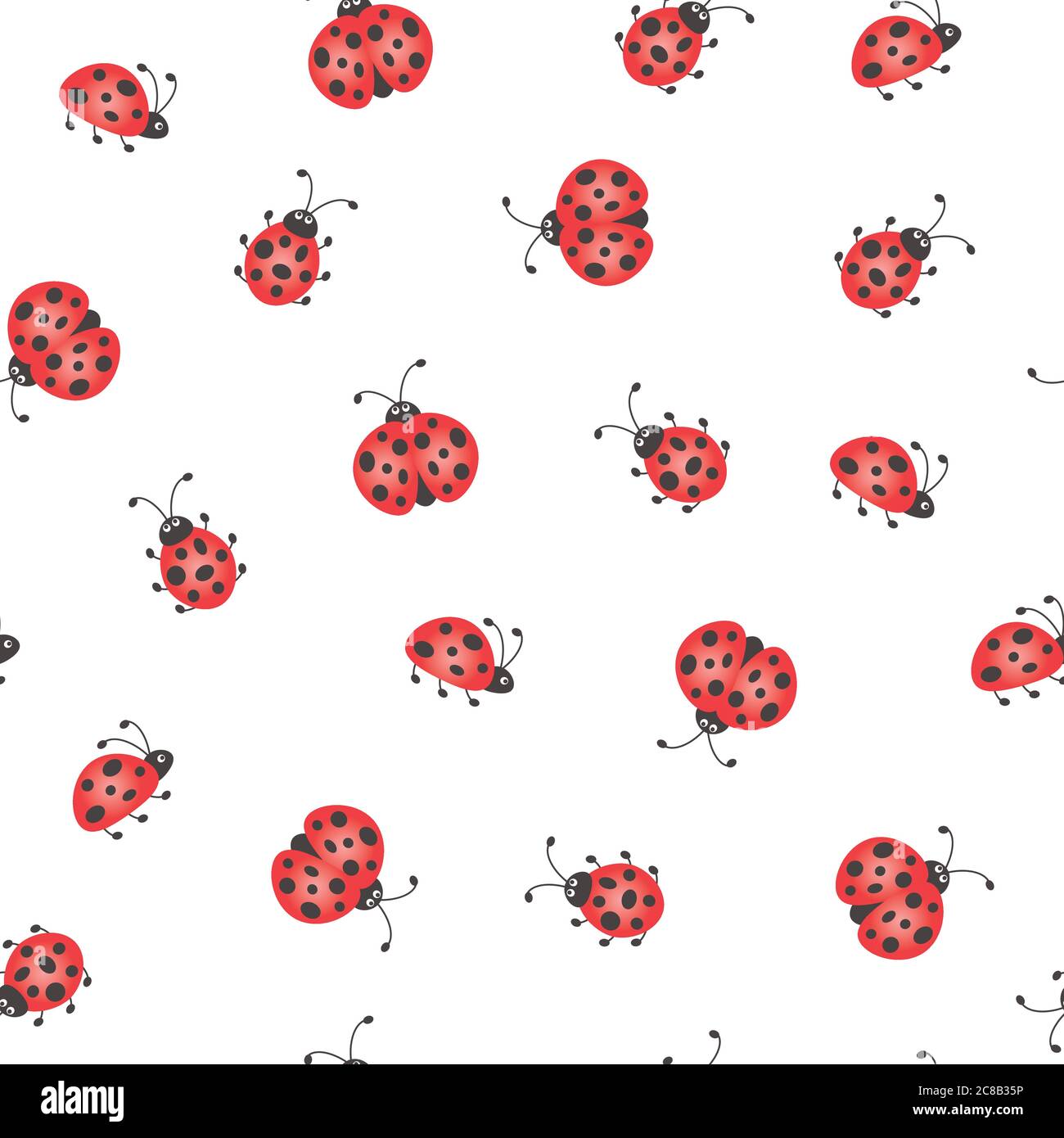 Seamless background. Flying Ladybugs on white. Bright summer vector ...