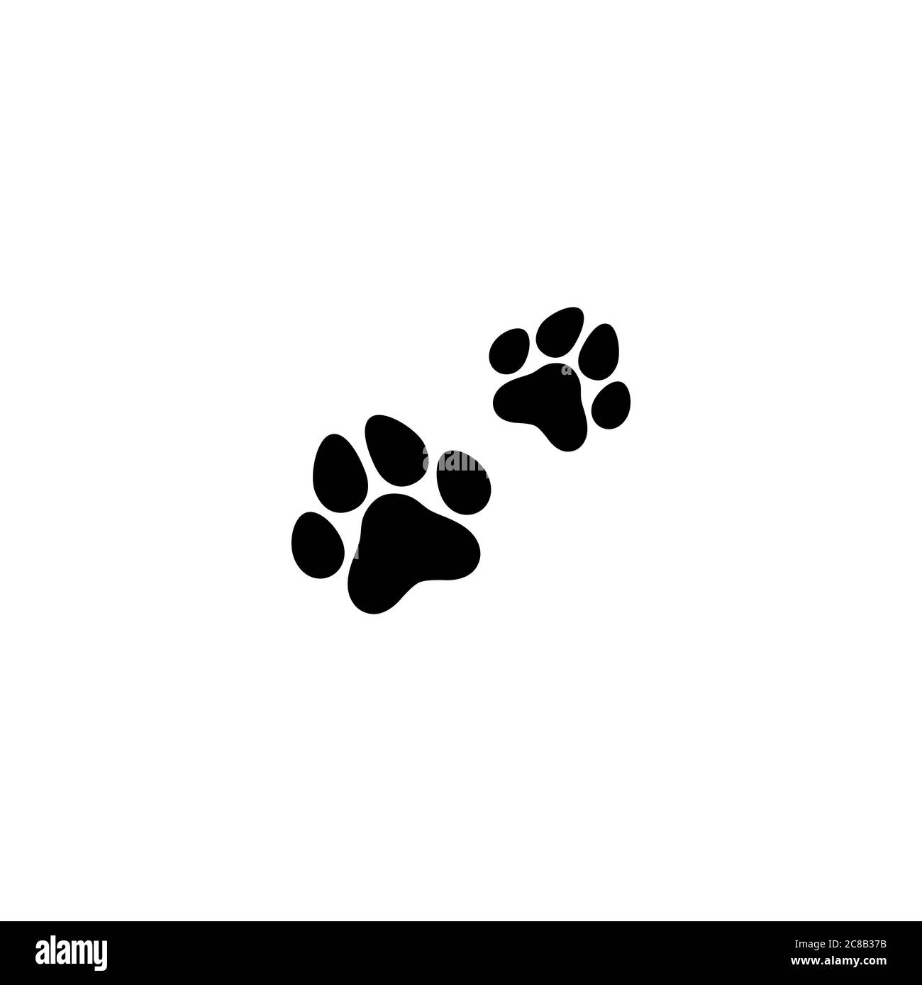 two black cat footprints. icon isolated on white. Vector flat ...