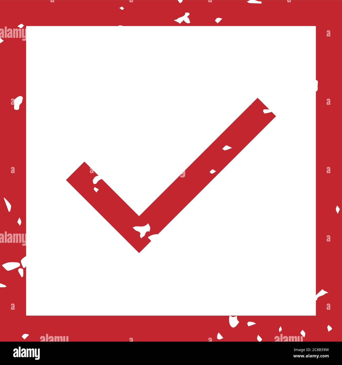 Check mark rubber stamp. Accepted red steal in square frame imprint ...