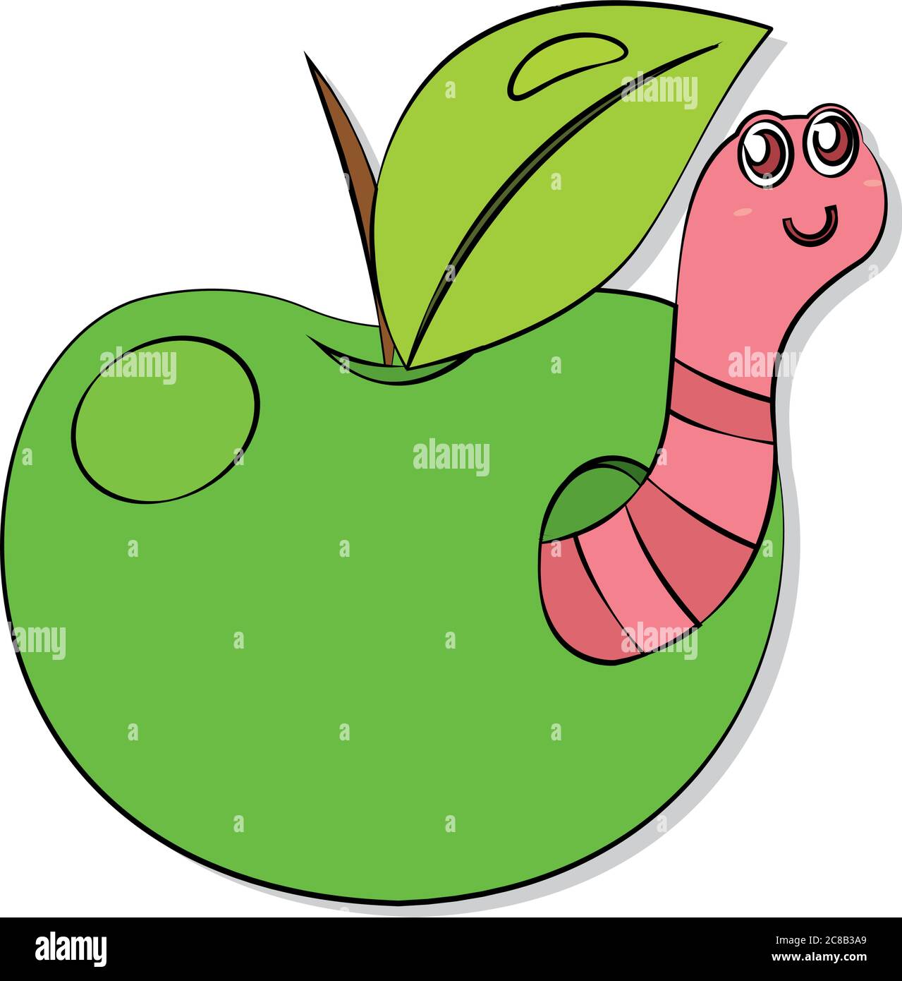 Cute worm in an apple Stock Vector Image & Art - Alamy