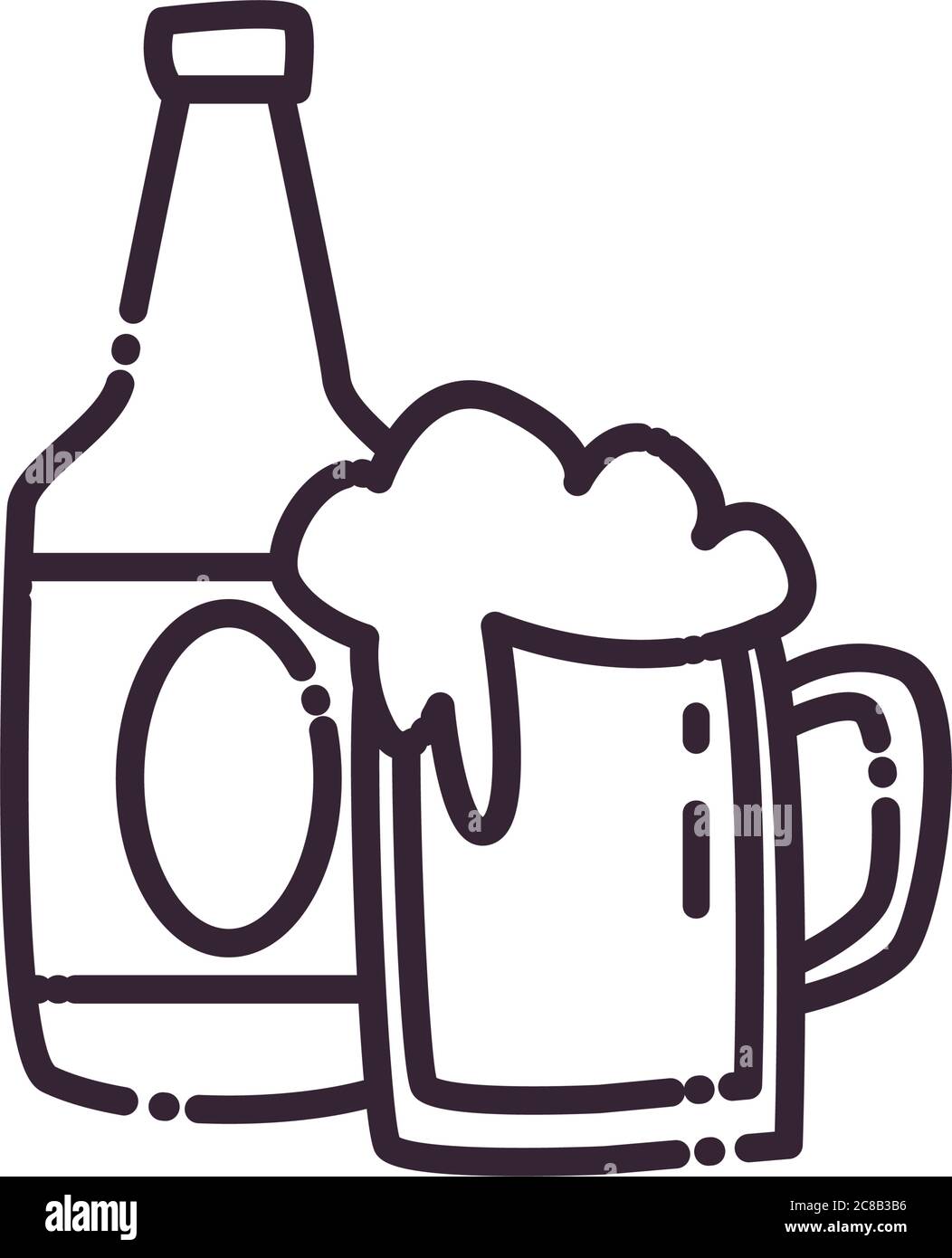 Beer glass line style icon design, Pub alcohol bar brewery drink ale ...