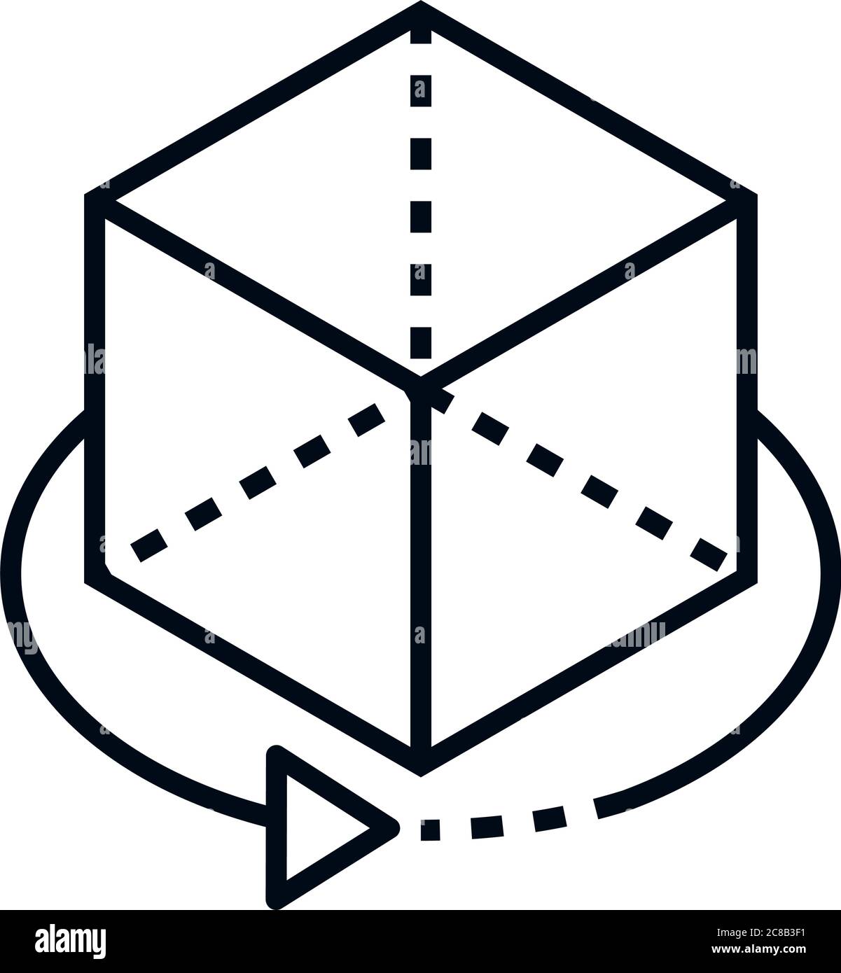 360 degree view cube 3D object linear style icon design vector illustration Stock Vector Image ...