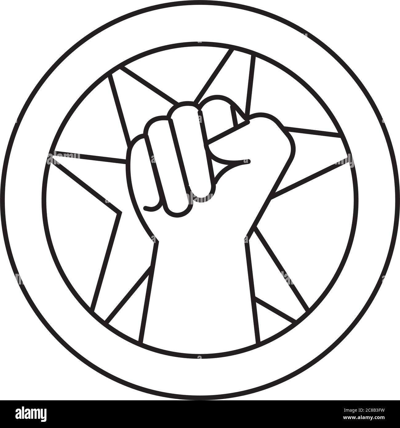 hand fist protest with splash line style icon vector illustration ...