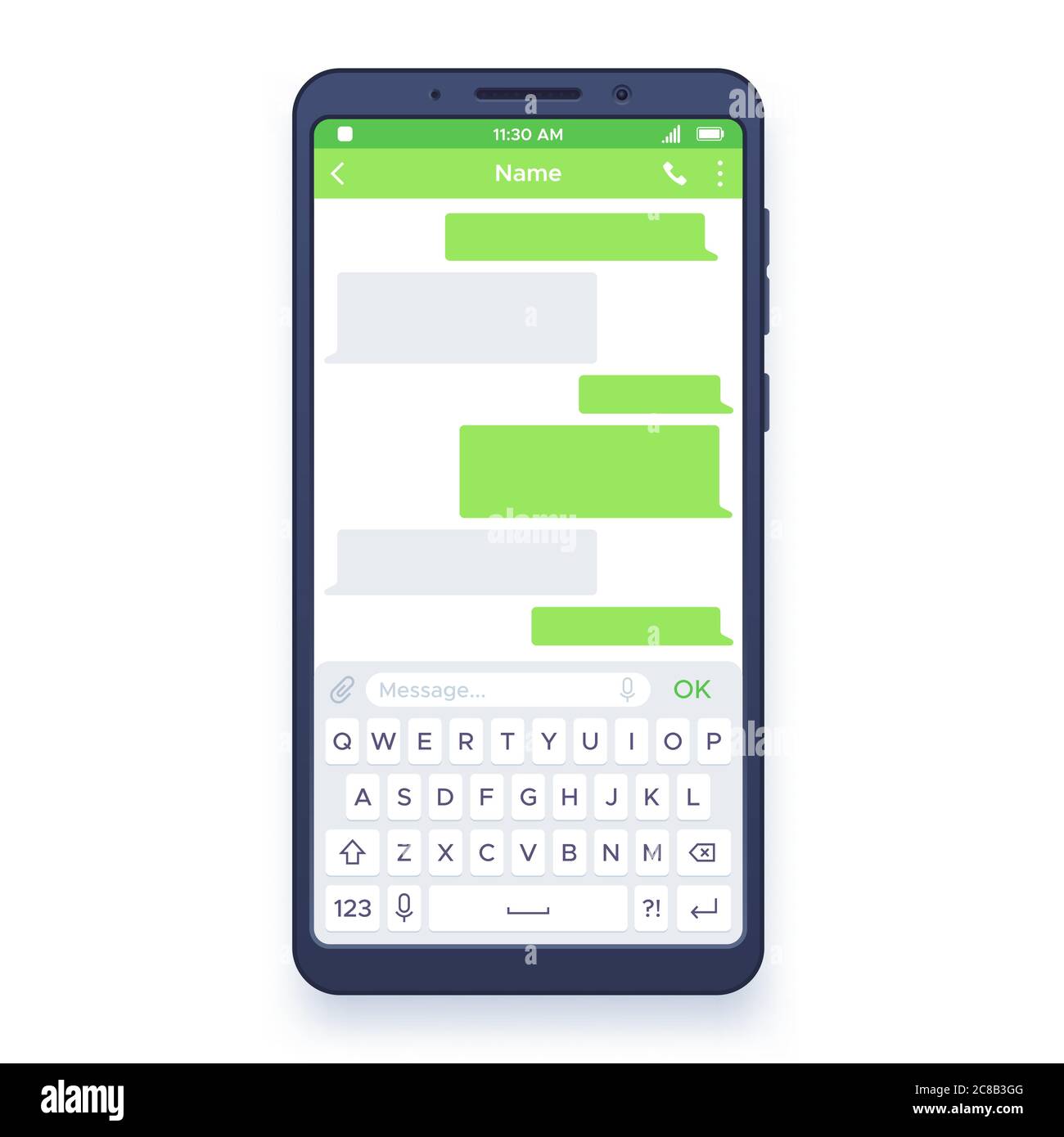 Smartphone chat. Dialogues bubbles on mobile device screen with ...