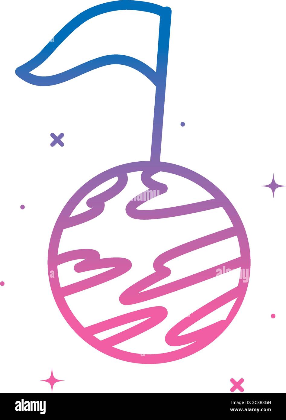 flag on planet gradient style icon of Space futuristic cosmos and ...