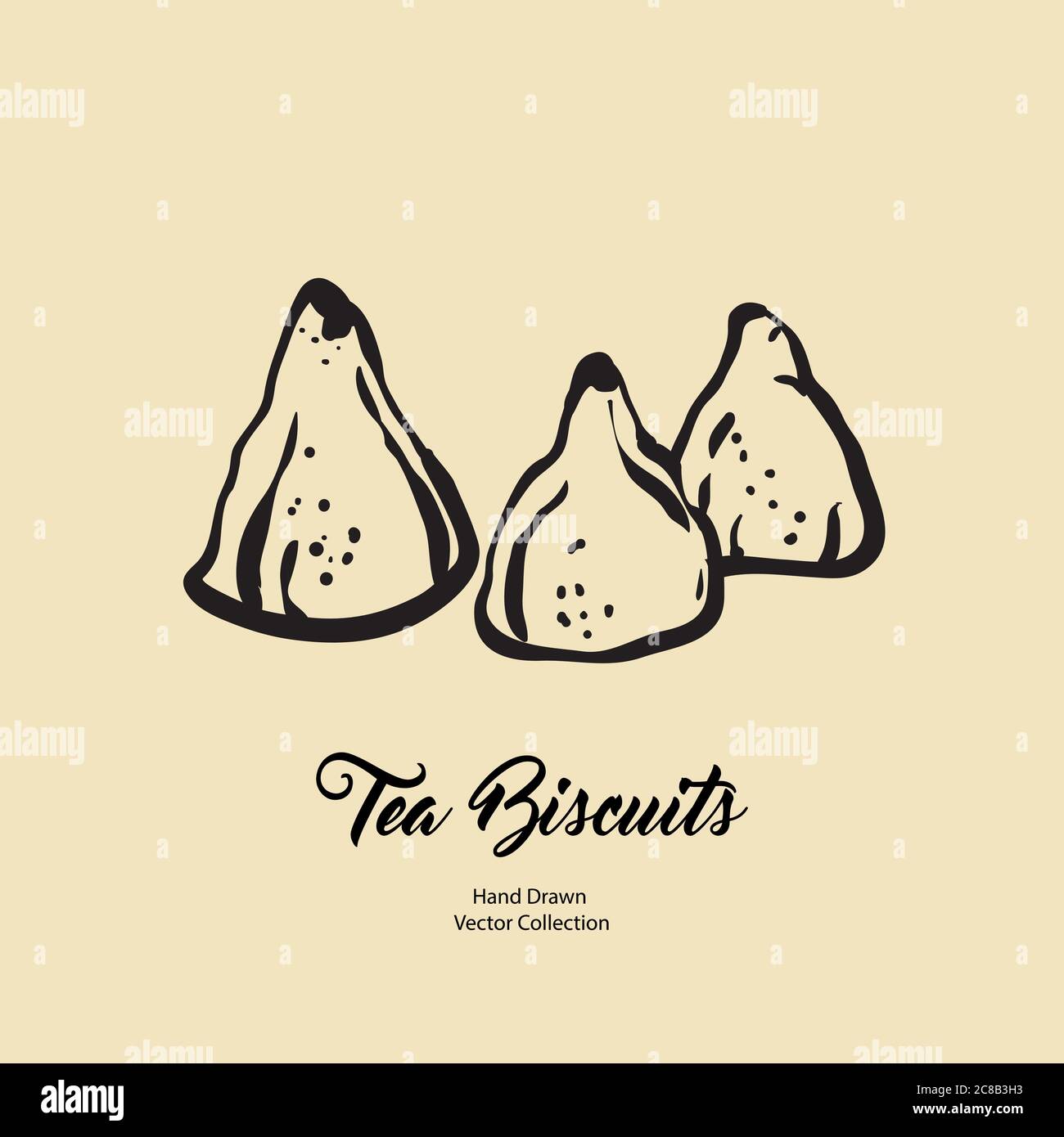 Biscuits isolated hand drawn vector line illustration in old style ...