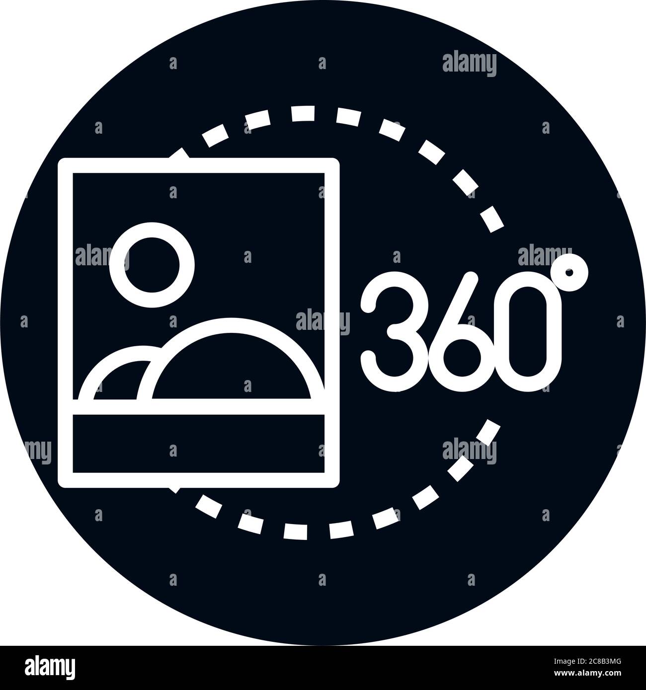 360 picture view virtual tour image block and line style icon design ...