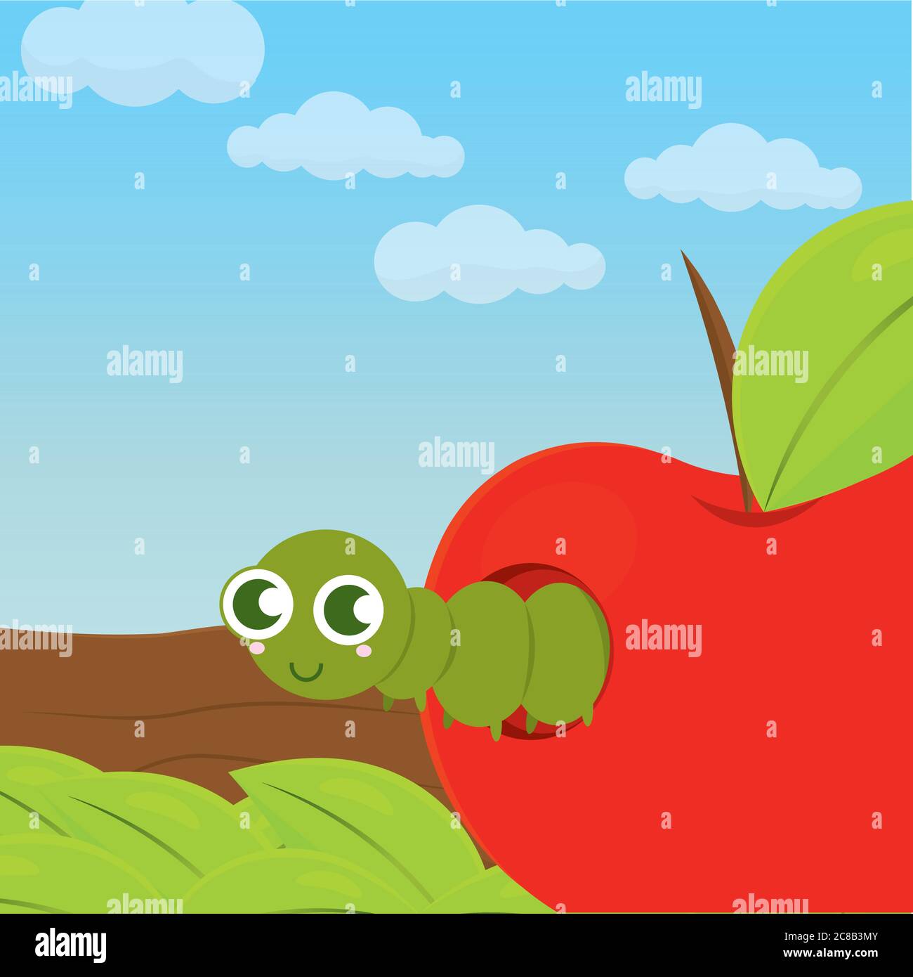 Cute worm in an apple Stock Vector Image & Art - Alamy