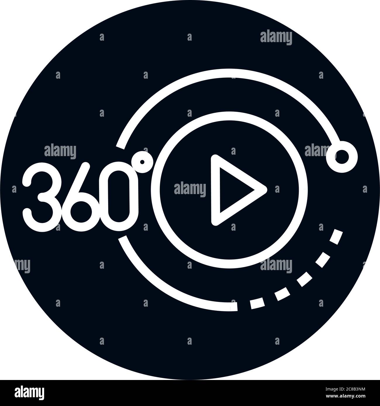 360 degree view virtual tour button block and line style icon design ...