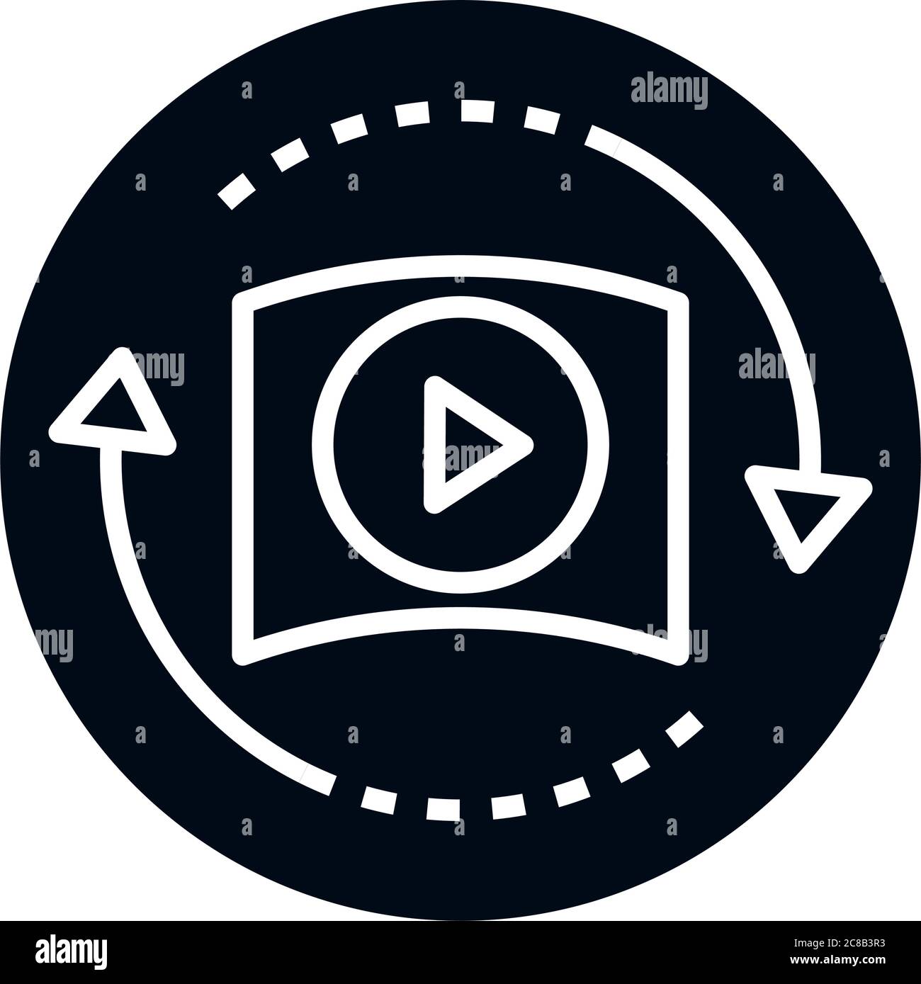 360 degree virtual video player reality block and line style icon ...