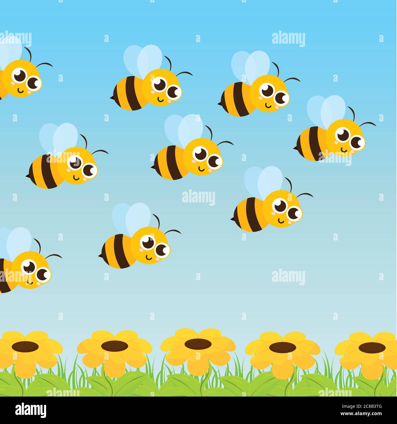 Beautiful sunflower honey bees Stock Vector Images - Alamy