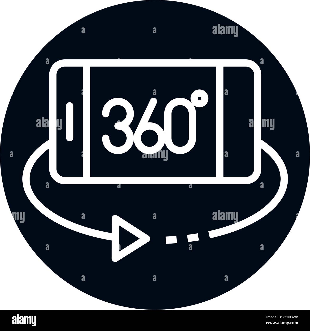 360 degree view virtual tour block and line style icon design vector ...