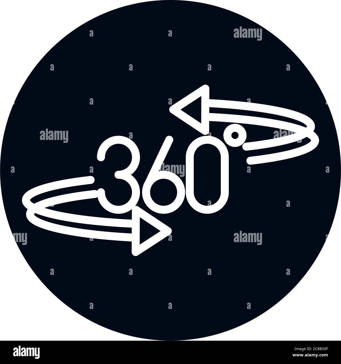 360 degree view virtual tour block and line style icon design vector ...