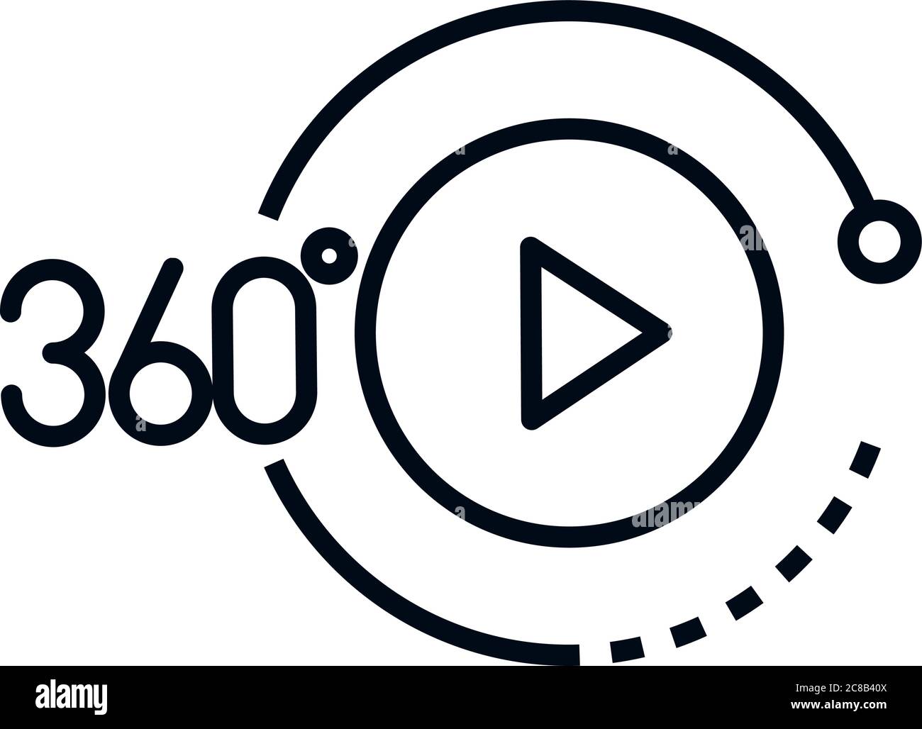 360 degree view virtual tour button linear style icon design vector ...