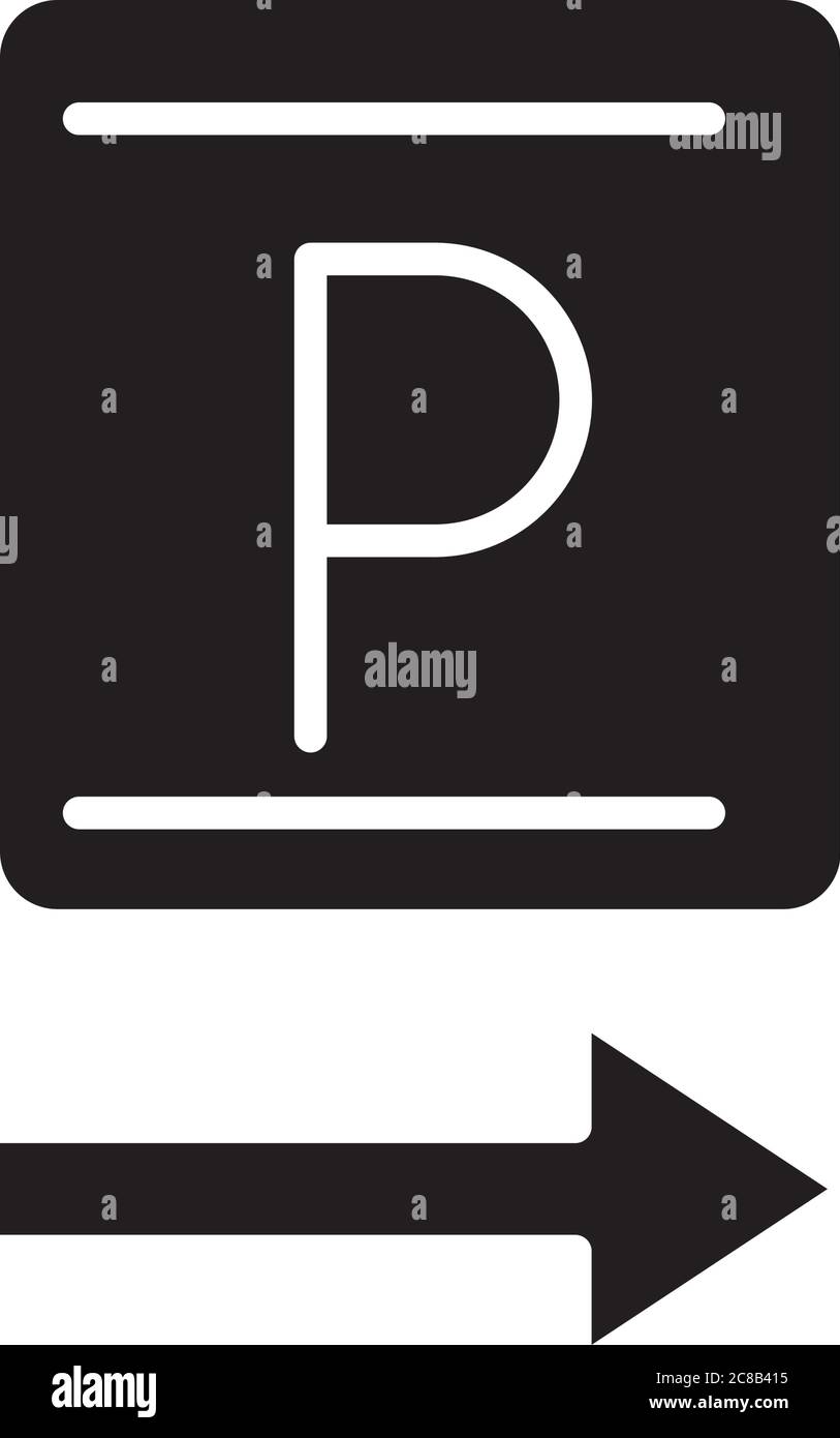 parking traffic sign arrow guide transport silhouette style icon design ...