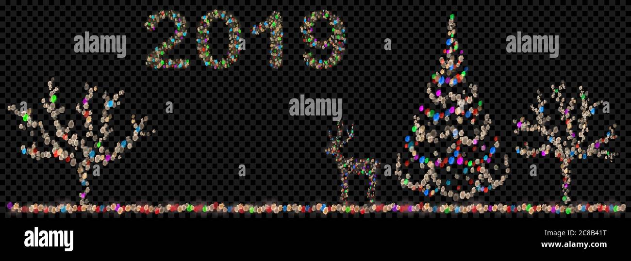 Christmas composition multicolored tree Stock Vector Images - Alamy