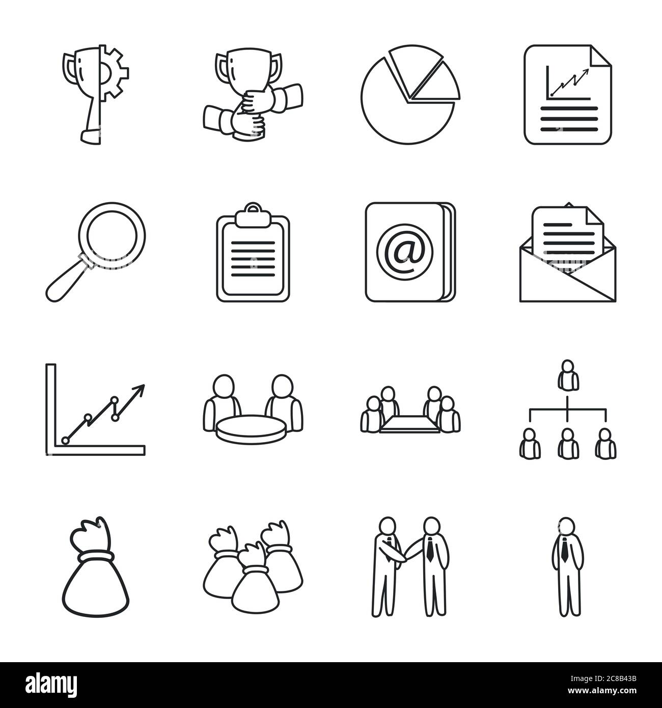 Business line style icon set design, Management financial corporate and ...
