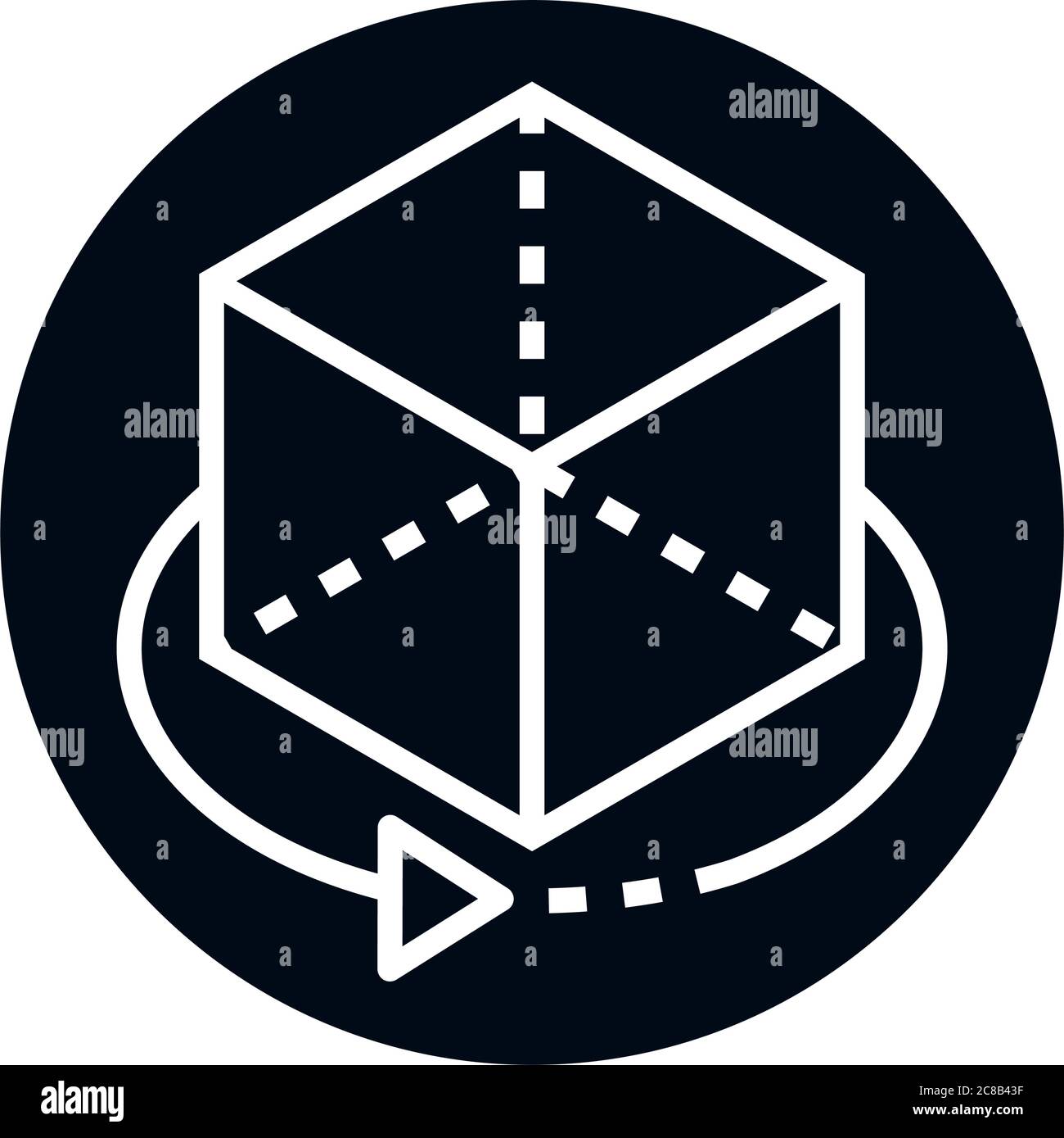 360 degree view cube 3D object block and line style icon design vector illustration Stock Vector ...