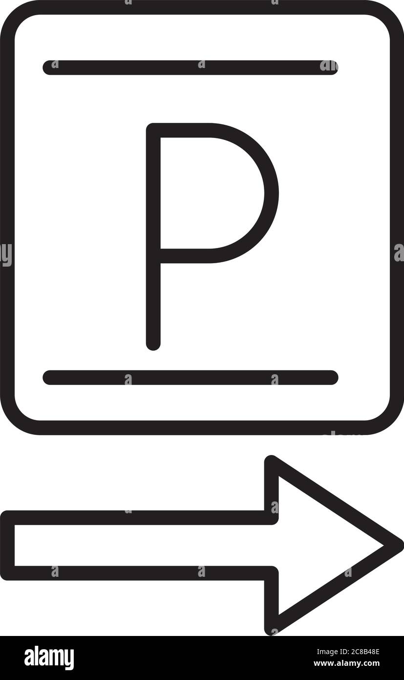 parking traffic sign arrow guide transport line style icon design ...