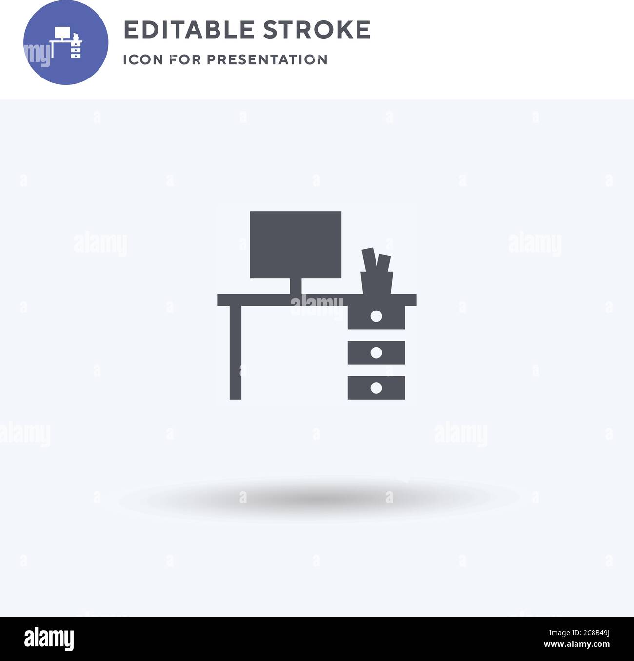 Office icon vector, filled flat sign, solid pictogram isolated on white ...