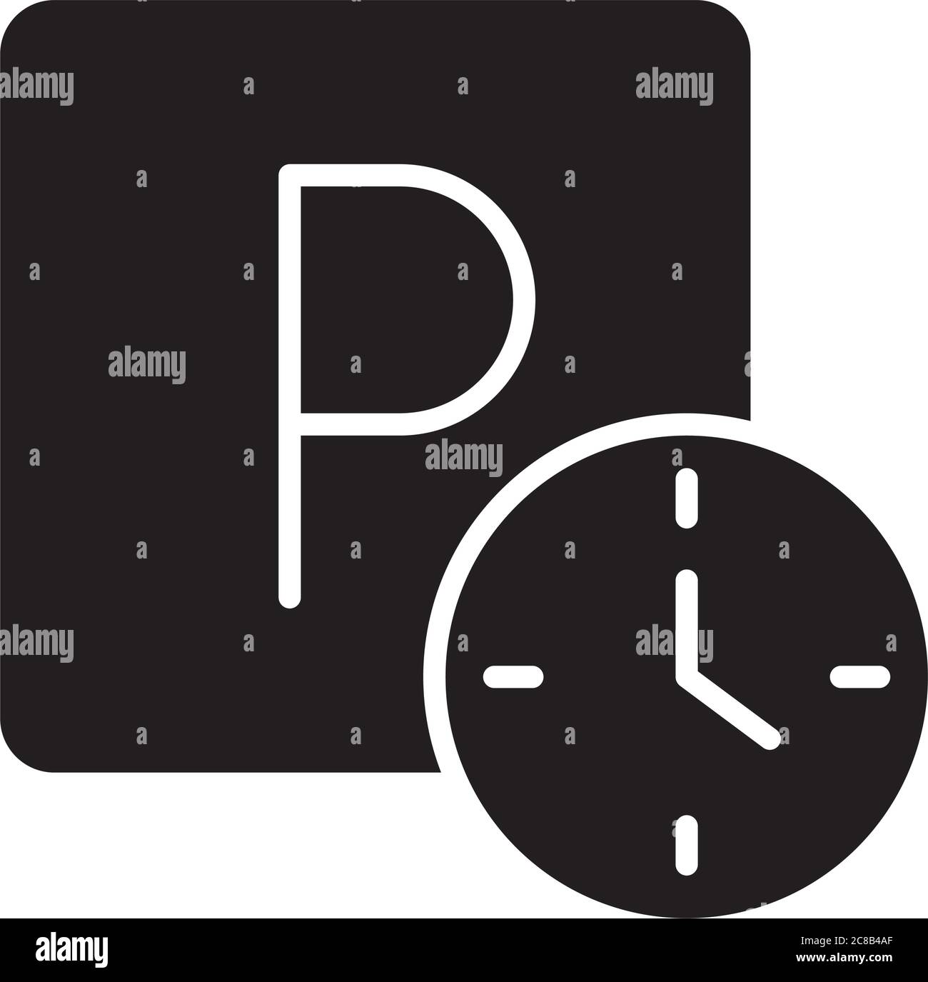 parking clock hours warning transport silhouette style icon design ...