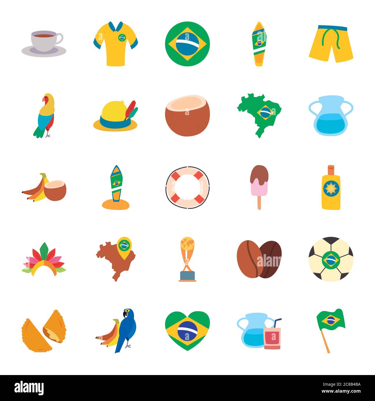 Brazil flat style icon set design, Culture tourism brazilian travel ...
