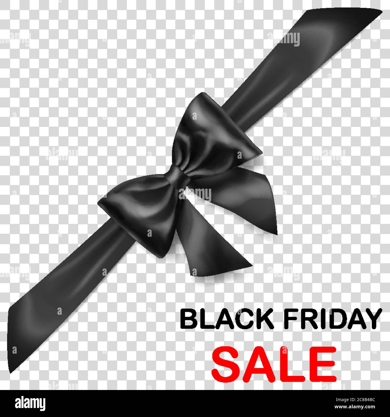 Black bow with diagonally ribbon with shadow and inscription Black ...