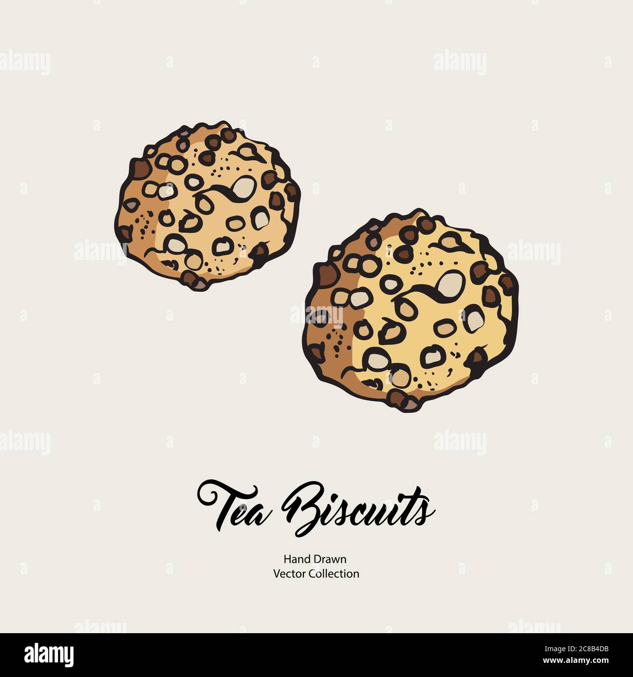 Biscuits isolated hand drawn vector line illustration in old style ...
