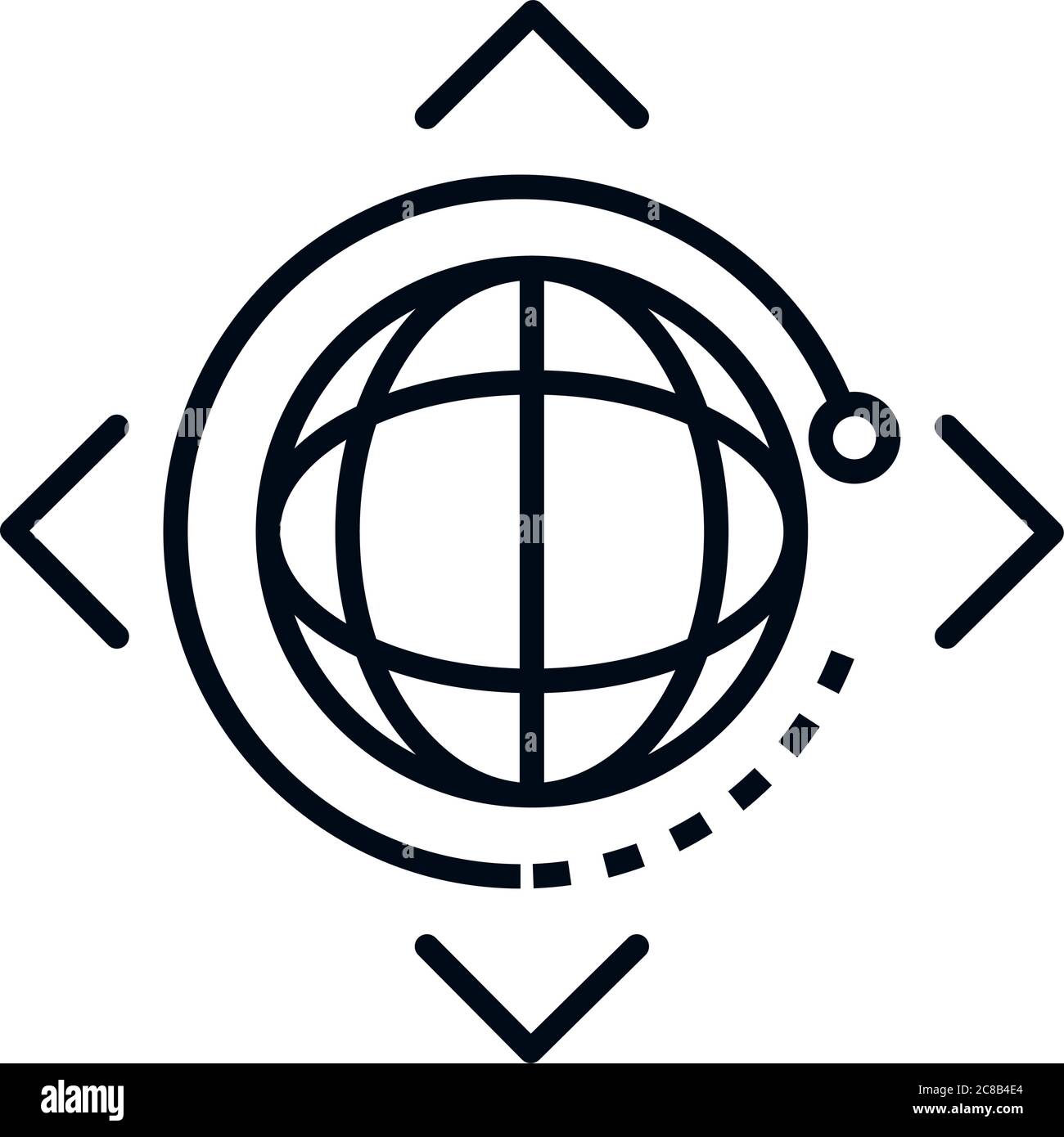 360 degree world virtual rotation linear style icon design vector ...