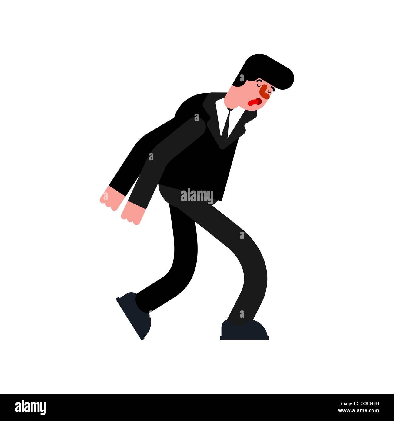Tired businessman goes hunched over. vector illustration Stock Vector ...