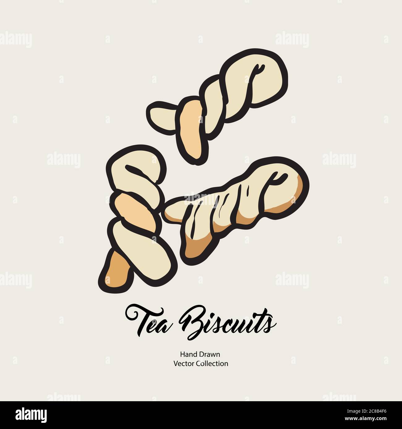 Biscuits isolated hand drawn vector line illustration in old style ...