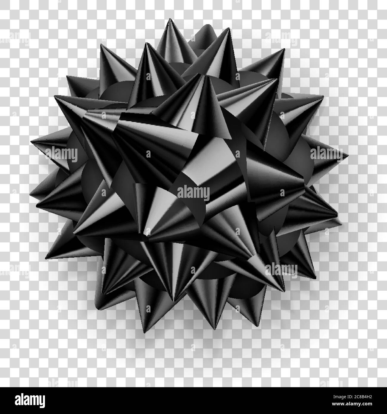 xRBeautiful big bow made of black shiny ribbon with shadow on ...