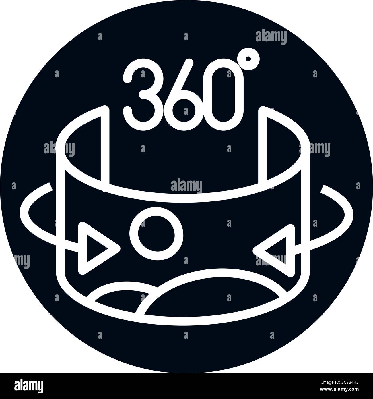 360 picture view virtual tour panorama block and line style icon design ...