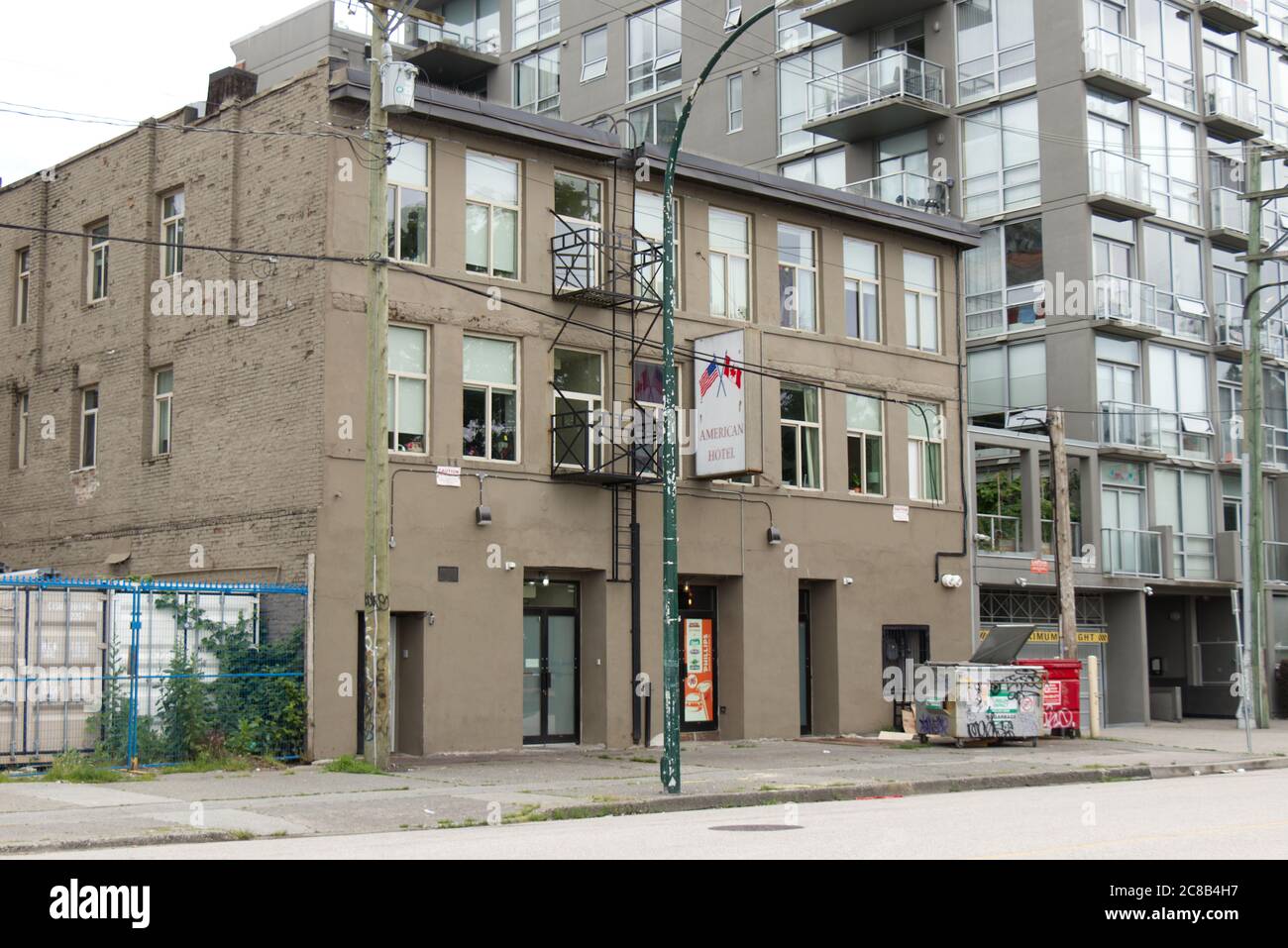 Vancouver, Canada - July 4, 2020: View of American Hotel building in ...
