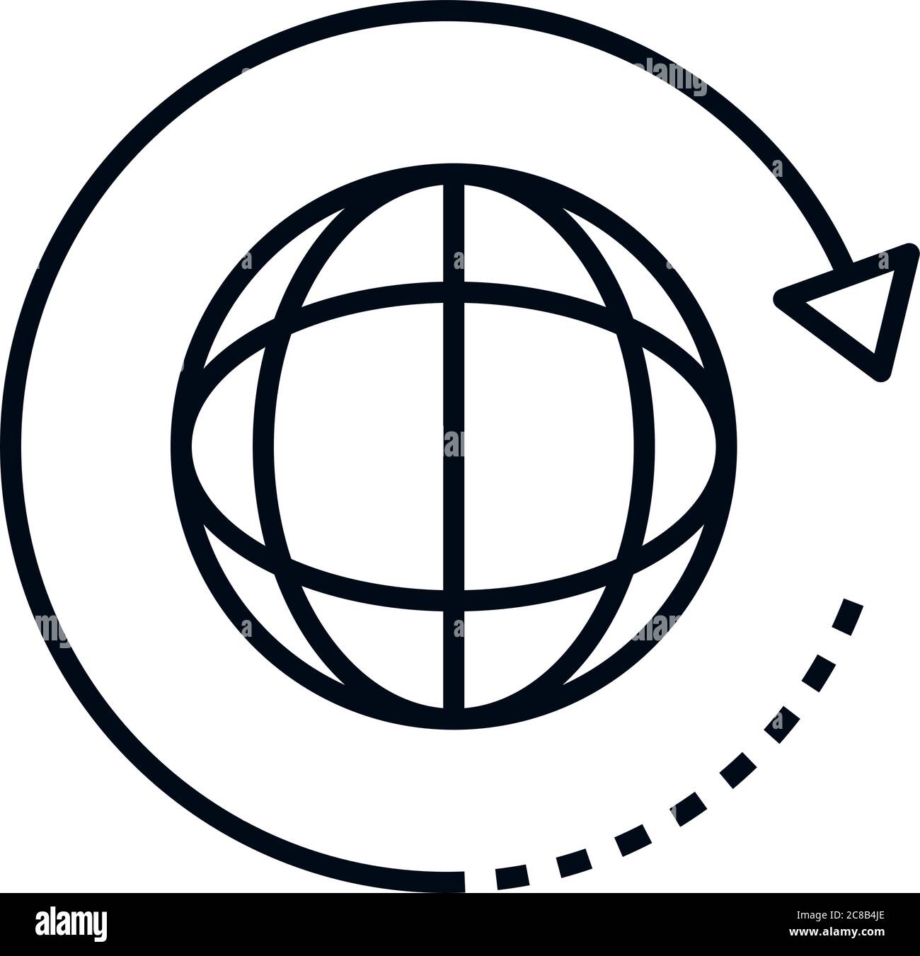 360 degree earth globe virtual rotation linear style icon design vector ...