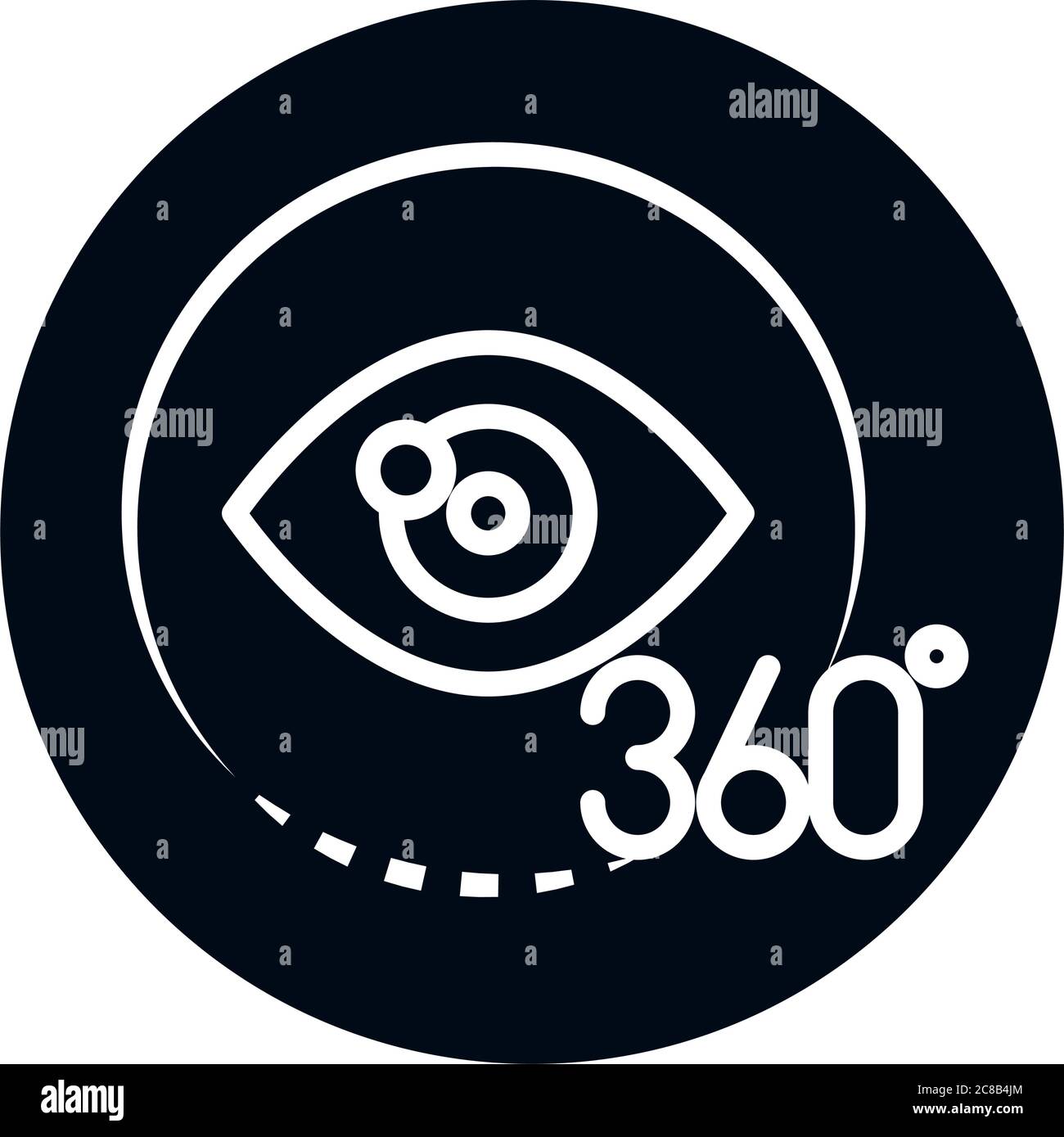 360 degree view virtual tour augmented block and line style icon design ...