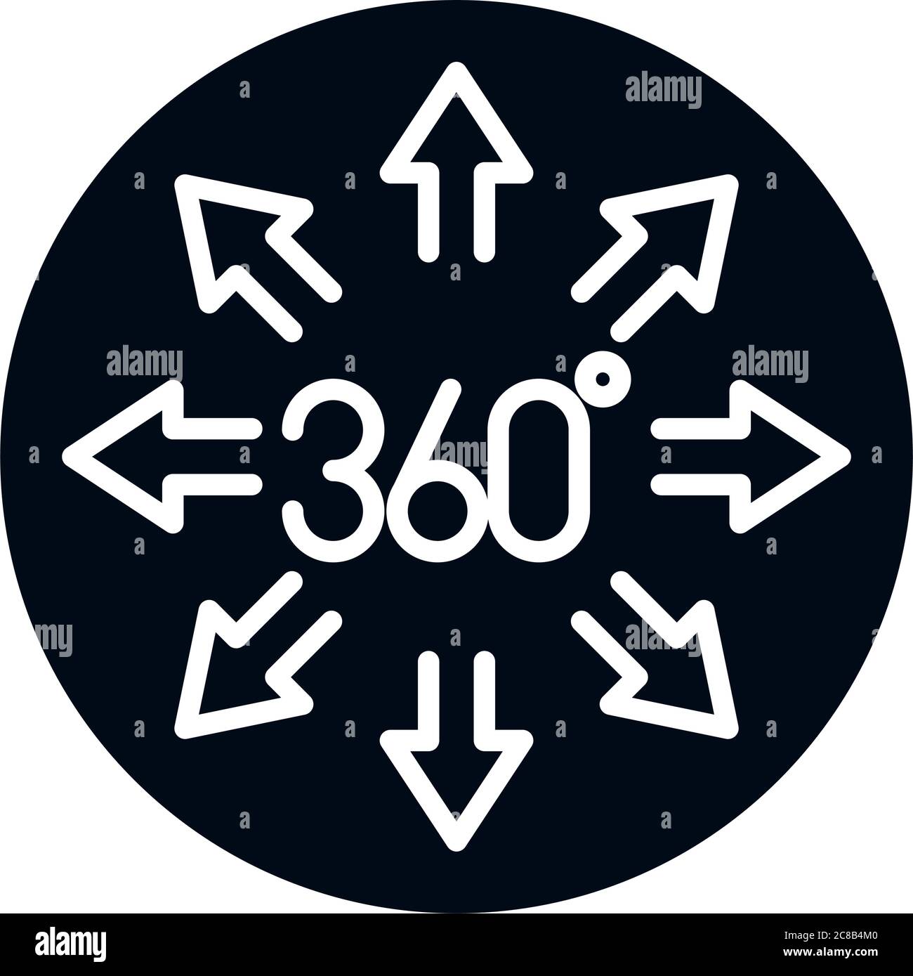 360 degree view virtual tour block and line style icon design vector ...