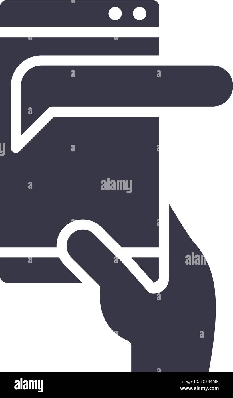 hand with smartphone texting device technology silhouette style design ...