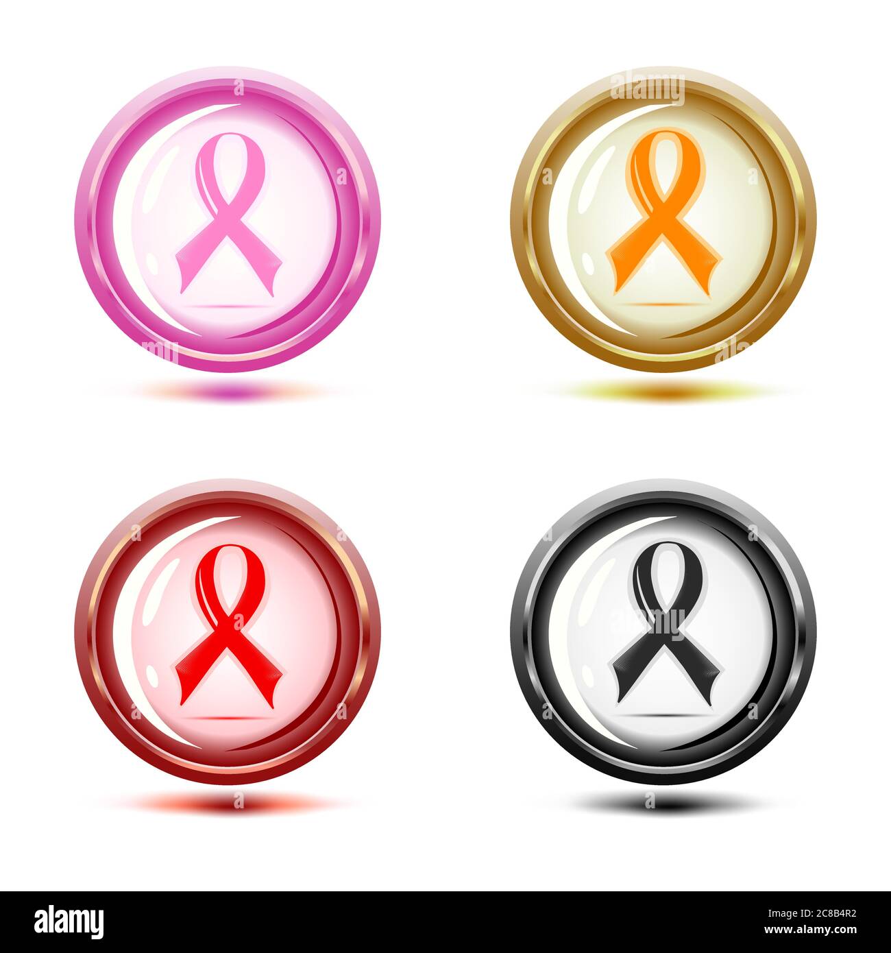 vector illustration of a set of support ribbon icons Stock Vector Image ...